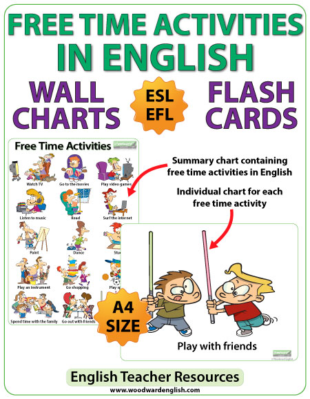 Free Time Activities ESL Wall Charts Flash Cards Woodward English