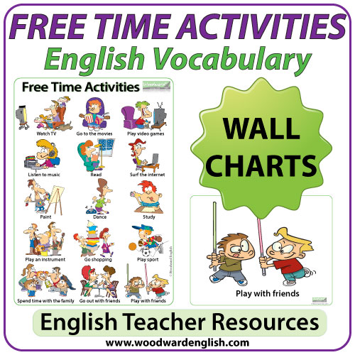Free Time Activities ESL Wall Charts Flash Cards Woodward English