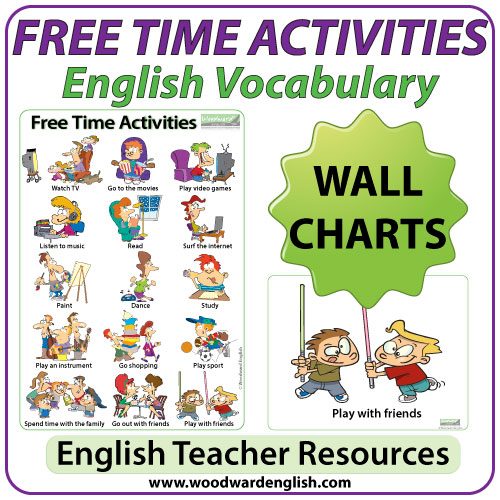 Free Time Activities ESL Wall Charts Flash Cards Woodward English