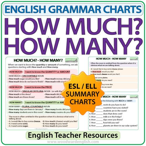 How Much How Many English Grammar Charts Woodward English
